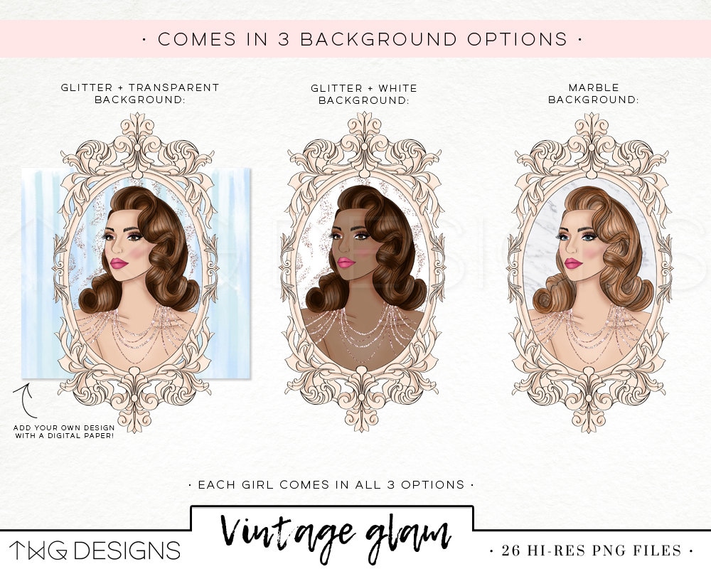 Glam Beauty Fashion Girl Clip Art Watercolor Clipart PNG - Etsy