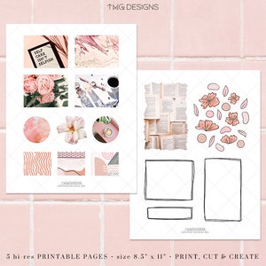 Creative Journal Kit PRINTABLE PAGES Pink Girly Aesthetic Trendy Hand ...