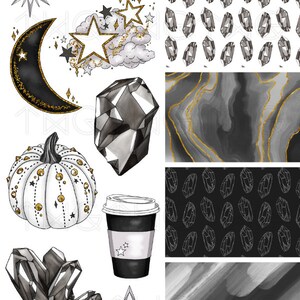 Halloween Clip Art & Digital Paper Collection Hand Drawn Illustrations ...