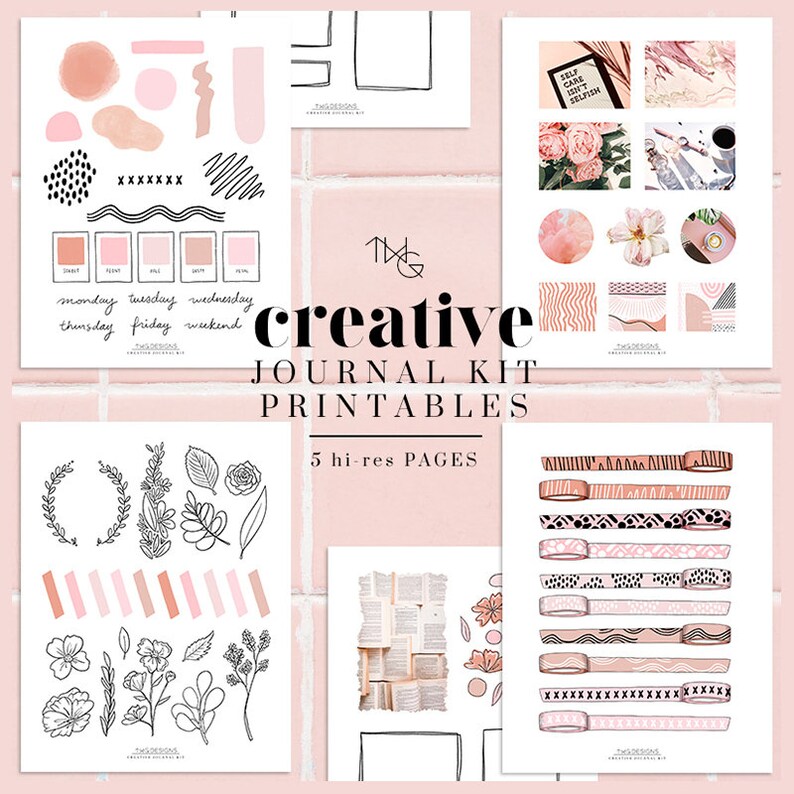 Creative Journal Kit PRINTABLE PAGES Pink Girly Aesthetic - Etsy