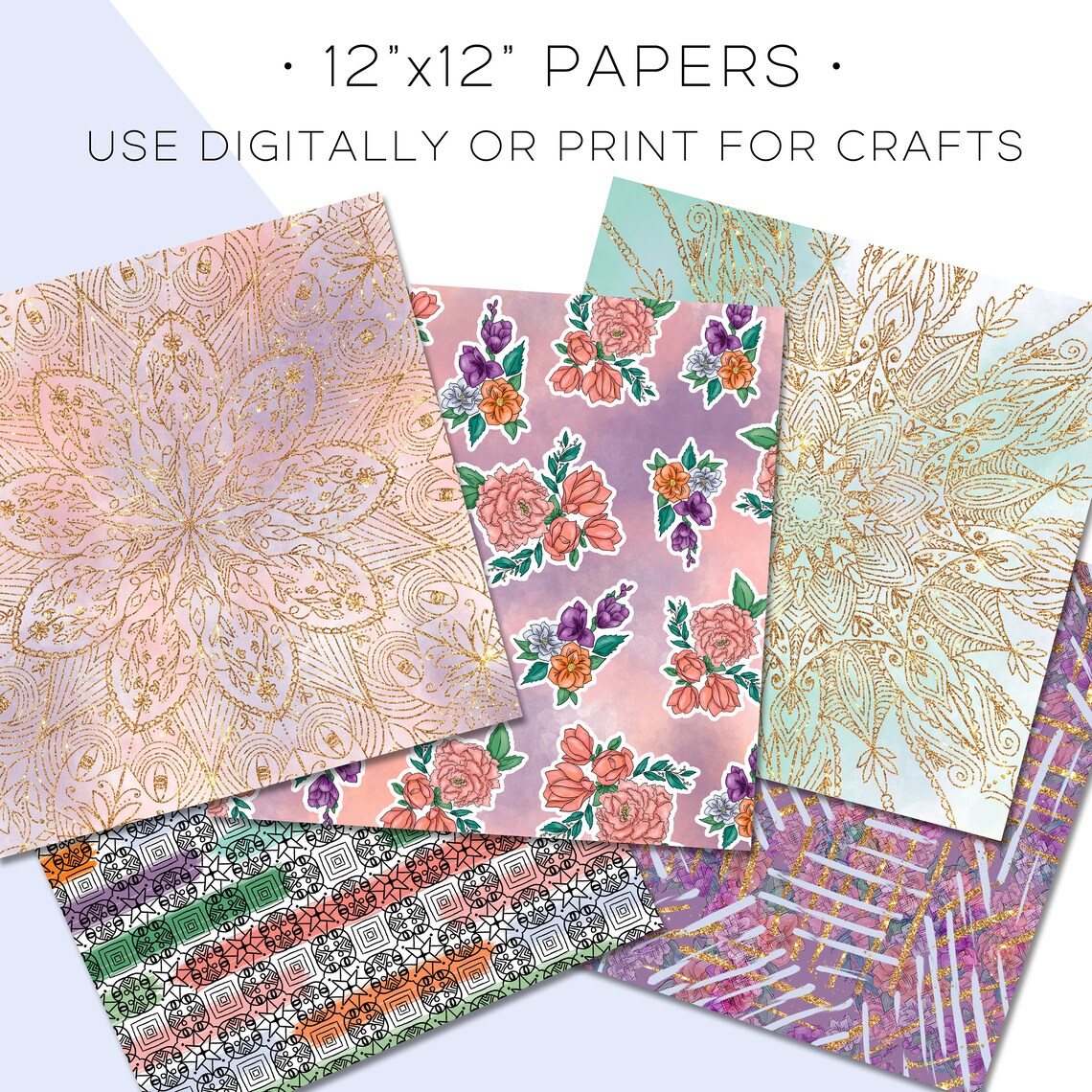 Colorful Mandala Print Abstract Pattern Digital Scrapbook - Etsy