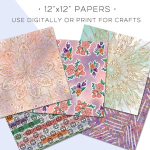 Colorful Mandala Print Abstract Pattern Digital Scrapbook Paper ...