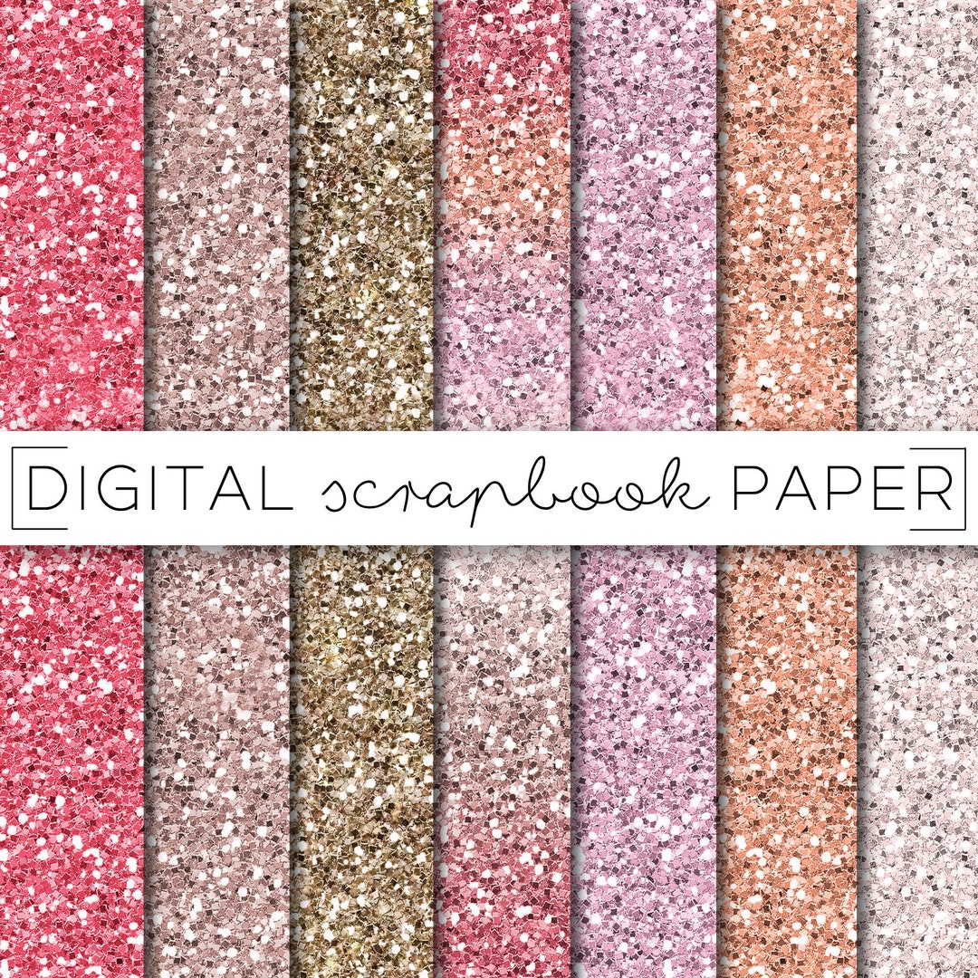 Pink Peach Gold Ombre Glitter Digital Scrapbook Paper Pattern ...