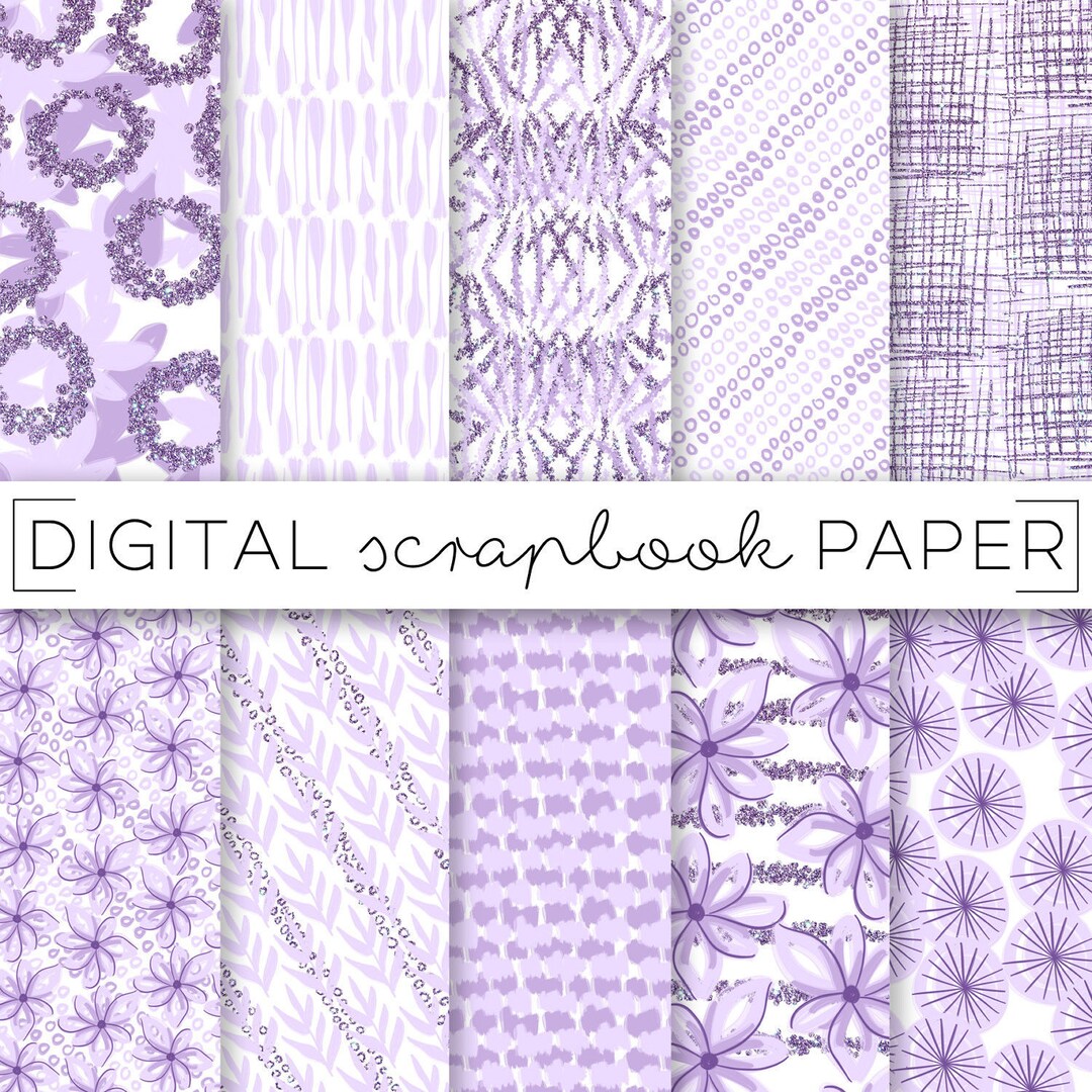 Lavender Abstract Scrapbook Paper: Purple Glitter Doodles (digital ...