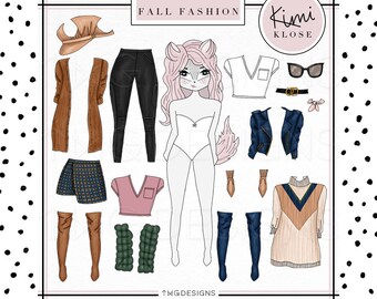 Kimi Klose Paper Doll Clip Art: Fox Character Clothes (digital Download ...