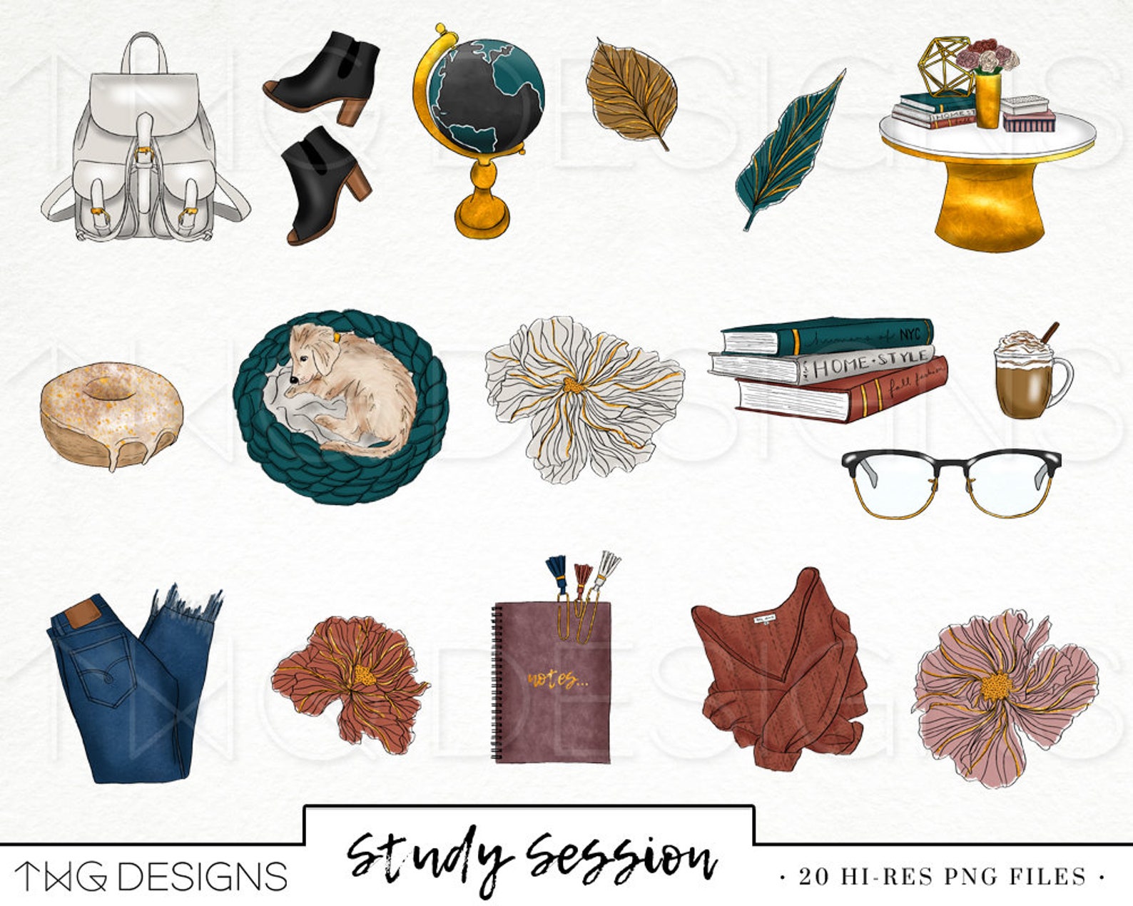 Fall School Fashion Girl Clip Art Watercolor Clipart PNG Study | Etsy