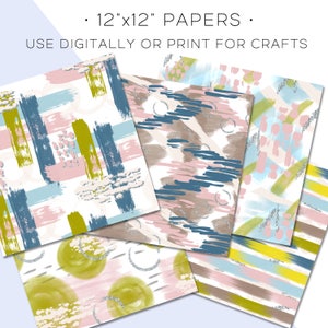 Abstract Painterly Print Digital Scrapbook Paper Watercolor Silver ...