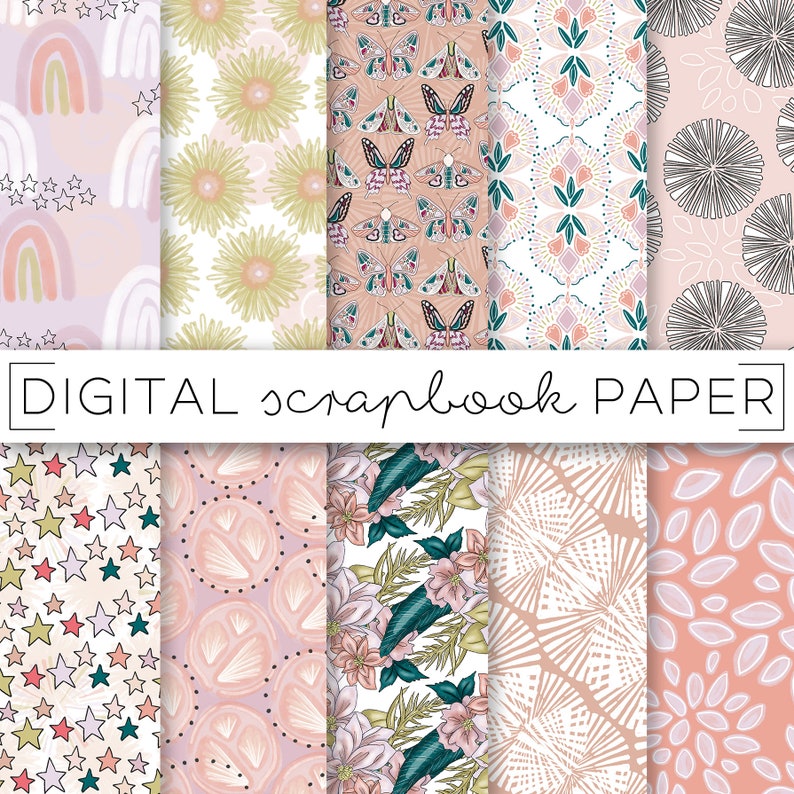 Soft Pastel Painterly Print Digital Scrapbook Paper Abstract - Etsy