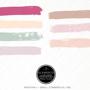 Paint Brush Strokes Clip Art Clipart Pink Green Beige Blush Acrylic ...