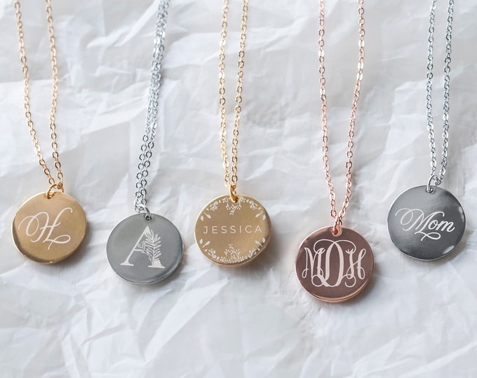 Engraved Personalized Initial Necklace for Women, With Custom Photo ...