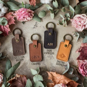Personalized Leather Keychain, Leather Initial Keychain Personalized ...