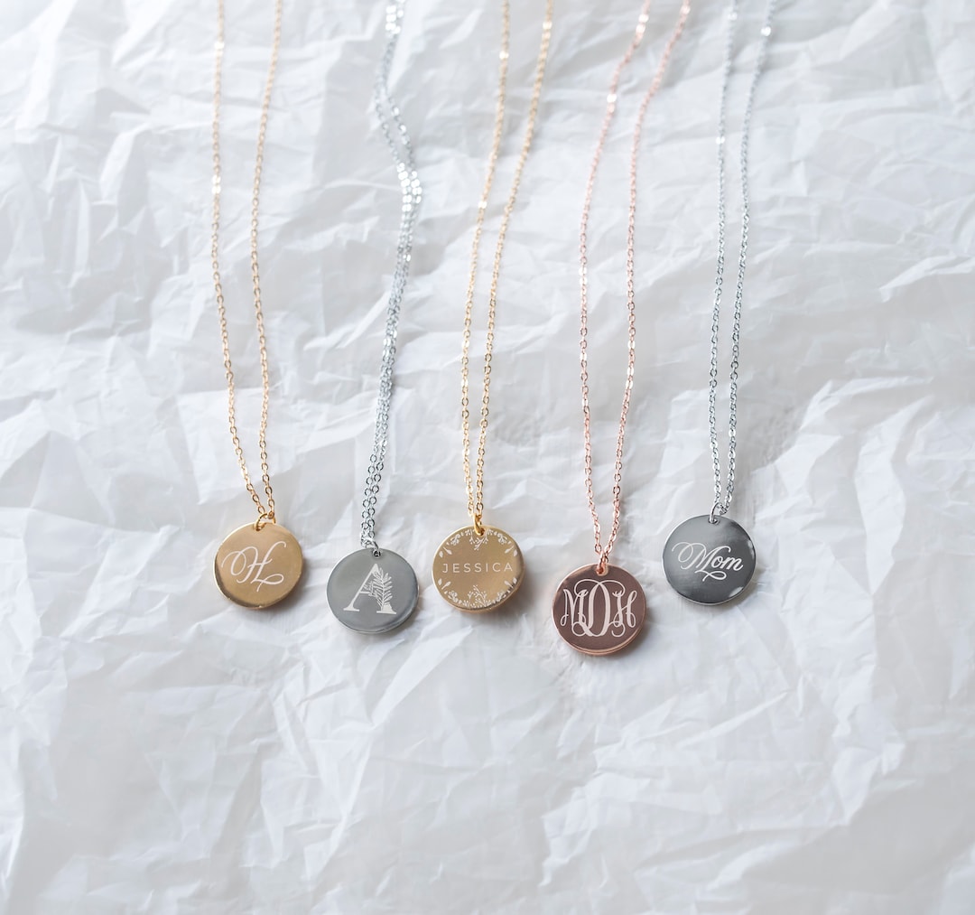 Engraved Personalized Initial Necklace for Women, With Custom Photo ...