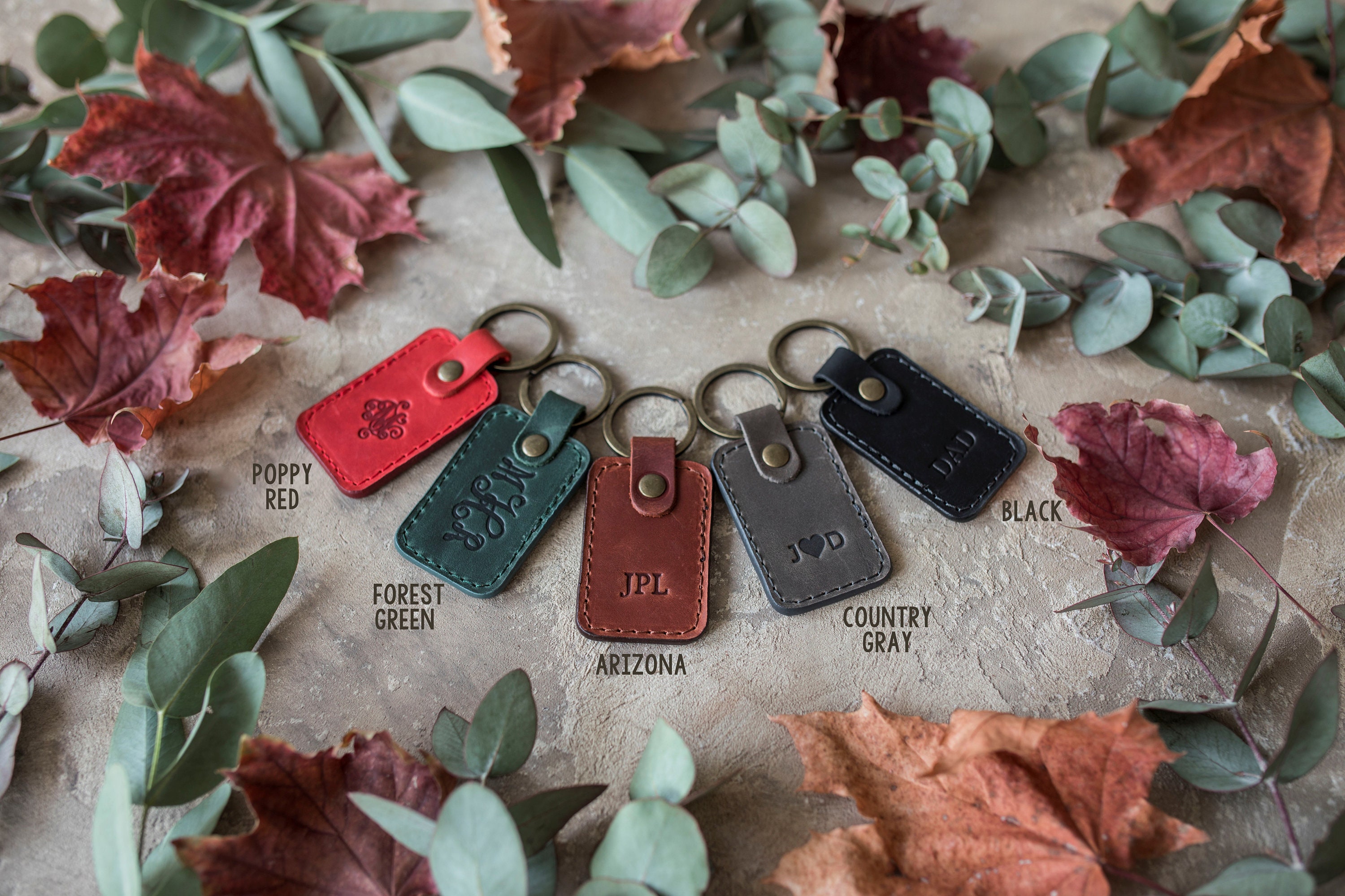 Personalized Leather Keychain Leather Initial Keychain - Etsy