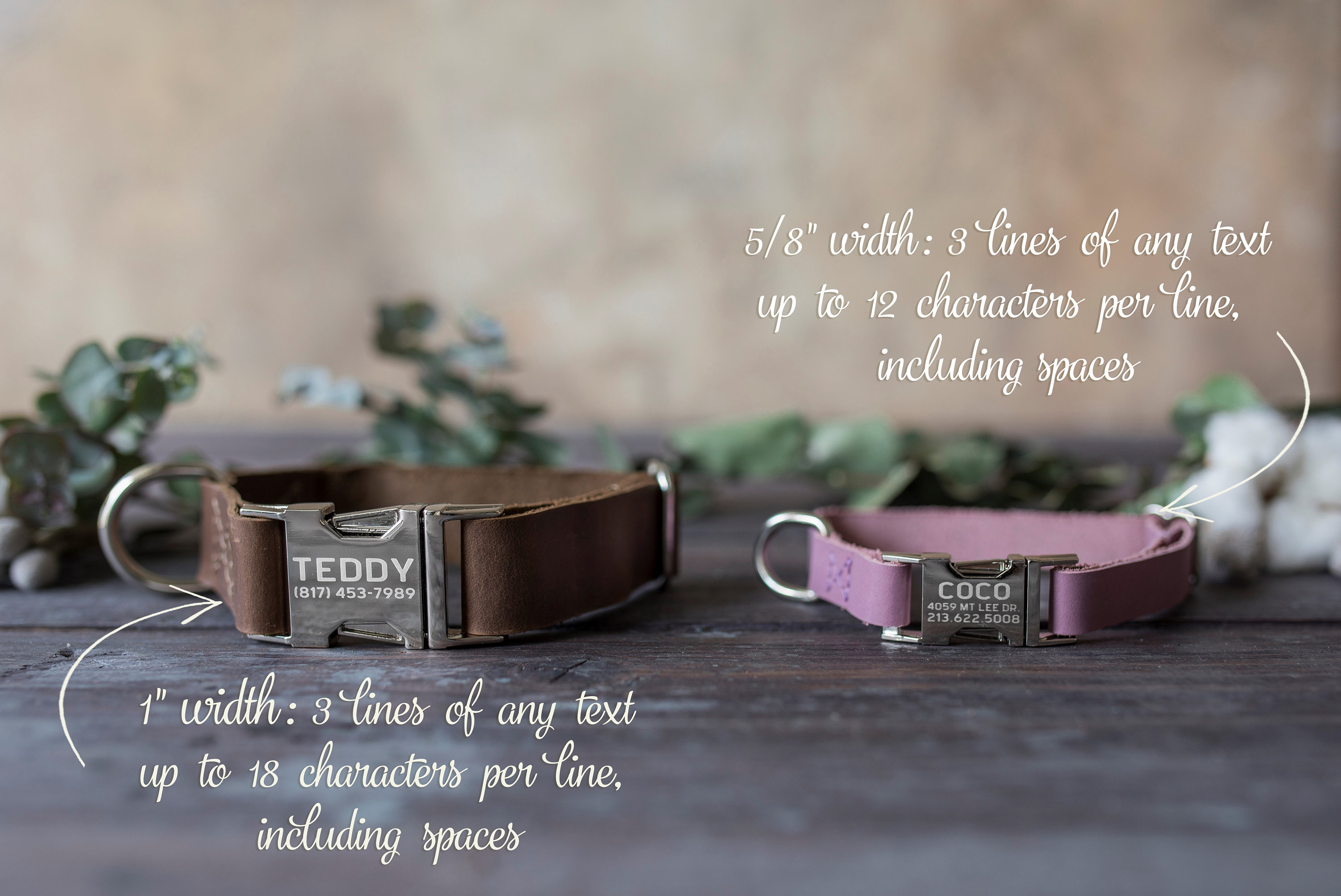 Engraved Leather Dog Collar Personalized Dog Collar - Etsy UK