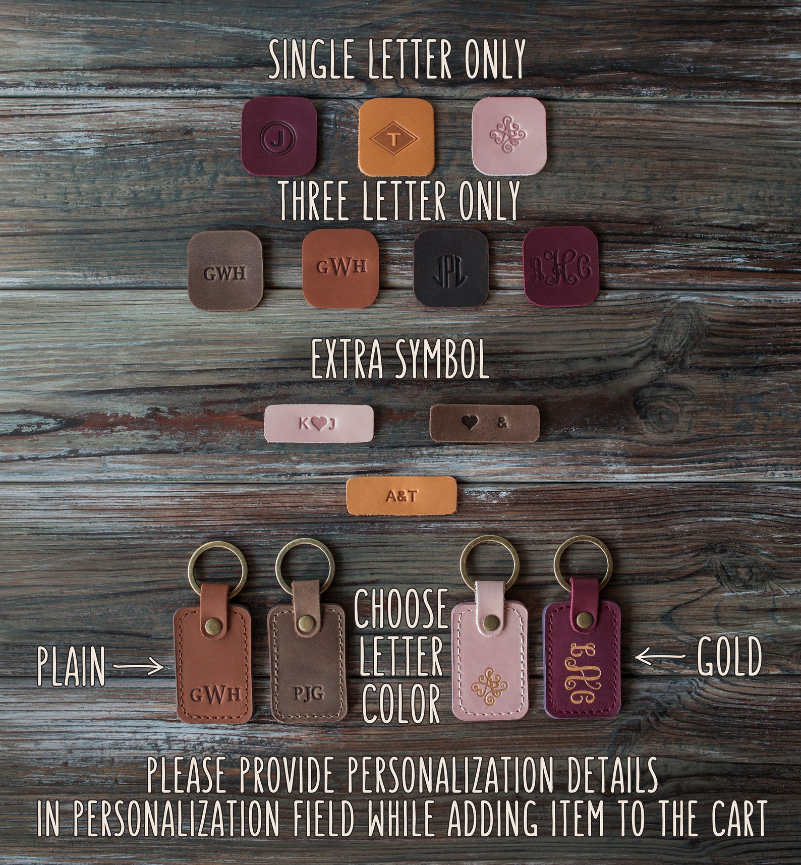 Personalized Leather Keychain Leather Initial Keychain - Etsy