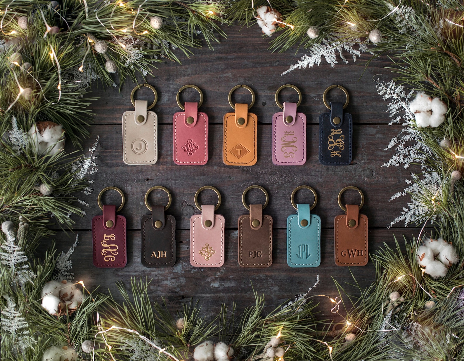 Personalized Leather Keychain Leather Initial Keychain - Etsy