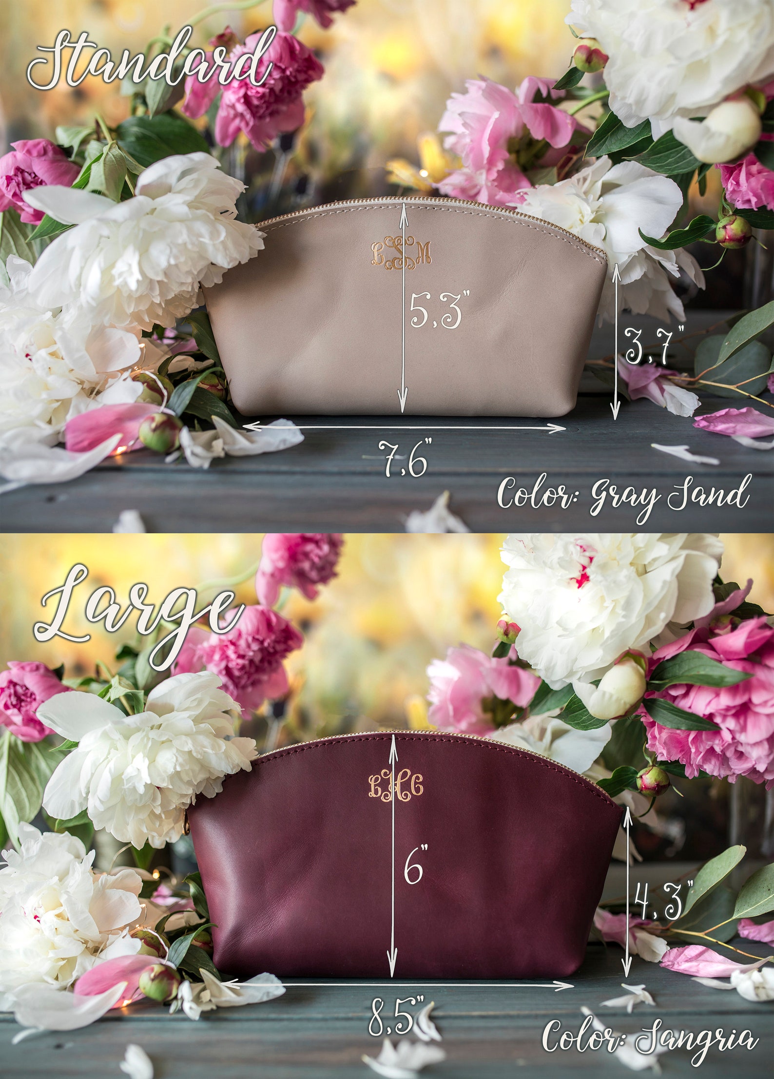 Leather Makeup Bag Personalized Bridesmaid Gift Ideas Makeup Bag for ...