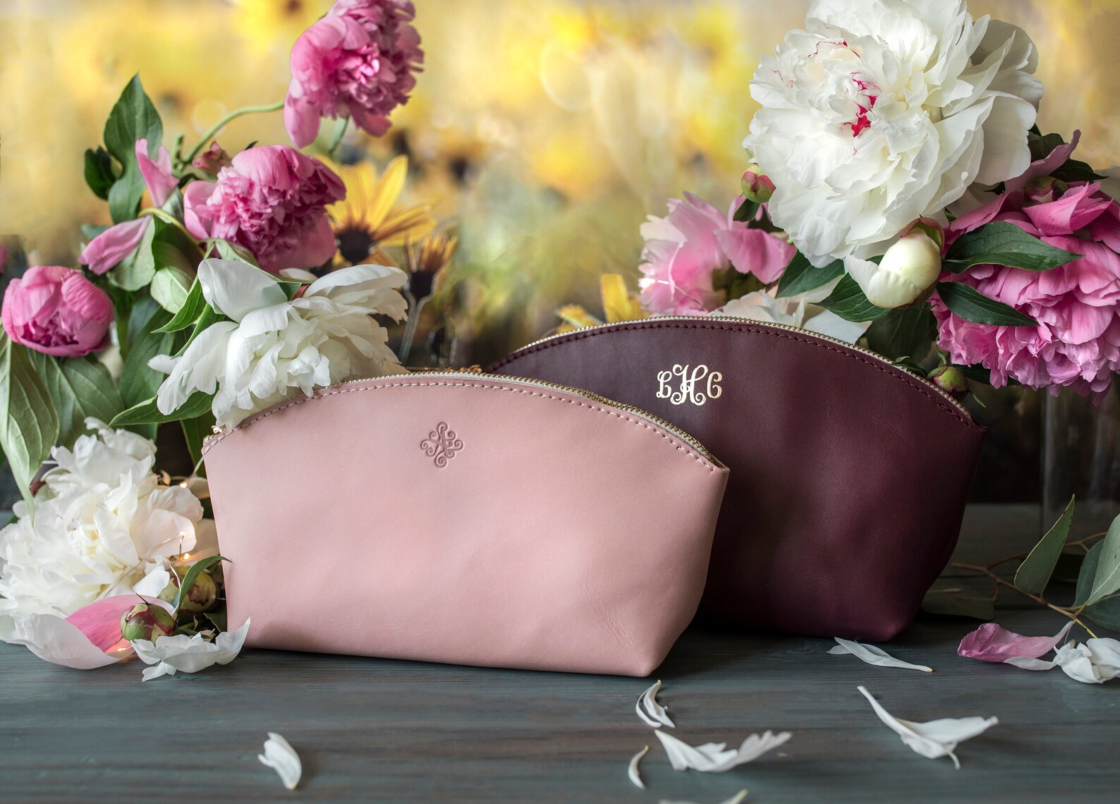 Leather Makeup Bag Personalized Bridesmaid Gift Ideas Makeup Bag for ...