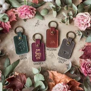 Personalized Leather Keychain, Leather Initial Keychain Personalized ...