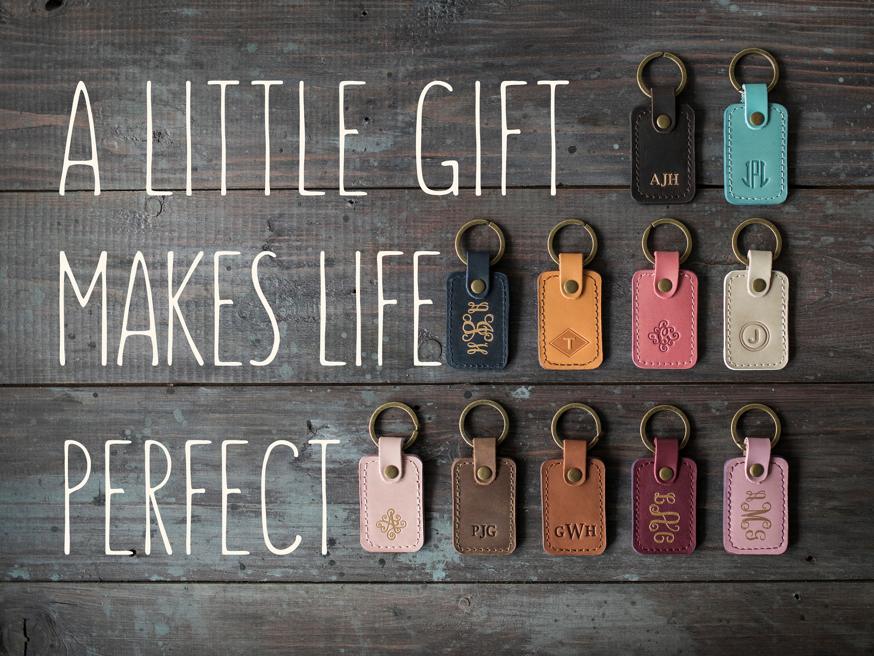 Personalized Leather Keychain Leather Initial Keychain - Etsy