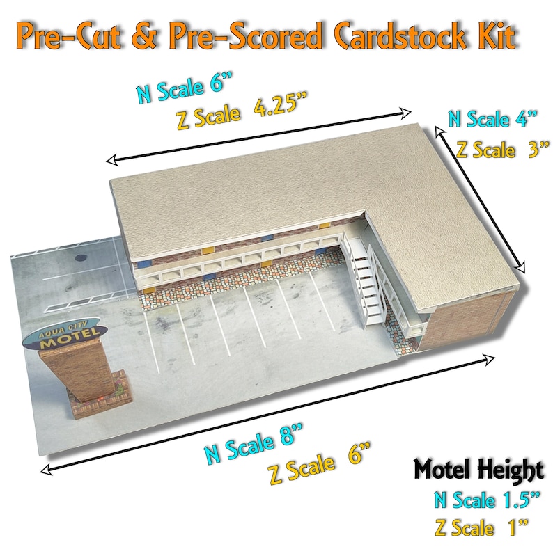 N Scale or Z Scale Cardstock Paper Model Motel Building for Model ...
