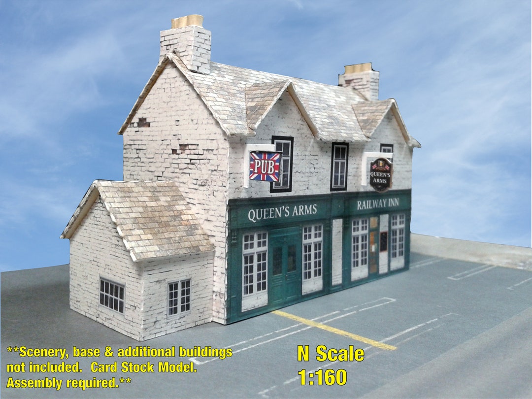 Paper Model British Pub Cardstock Kit - Paper Craft for Model Trains or ...