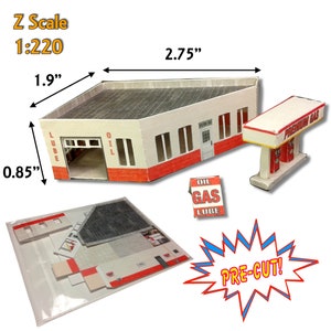 Paper Model Cardstock Pre Cut Model Kit - Gas Station / Garage N Scale ...