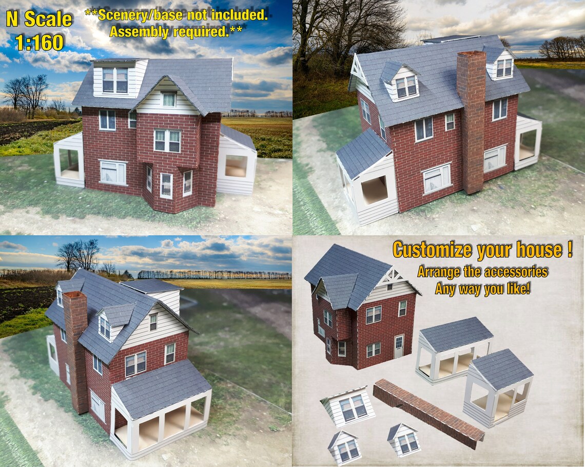 Paper House Pre-cut and Pre-scored Cardstock Model House N Scale or Z ...