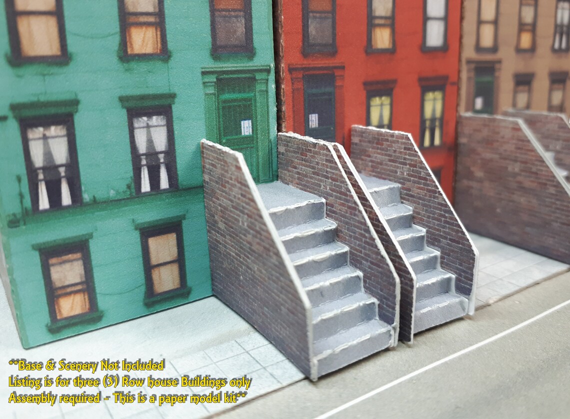 Paper Model Cardstock Row House Building Cardstock kits N or | Etsy