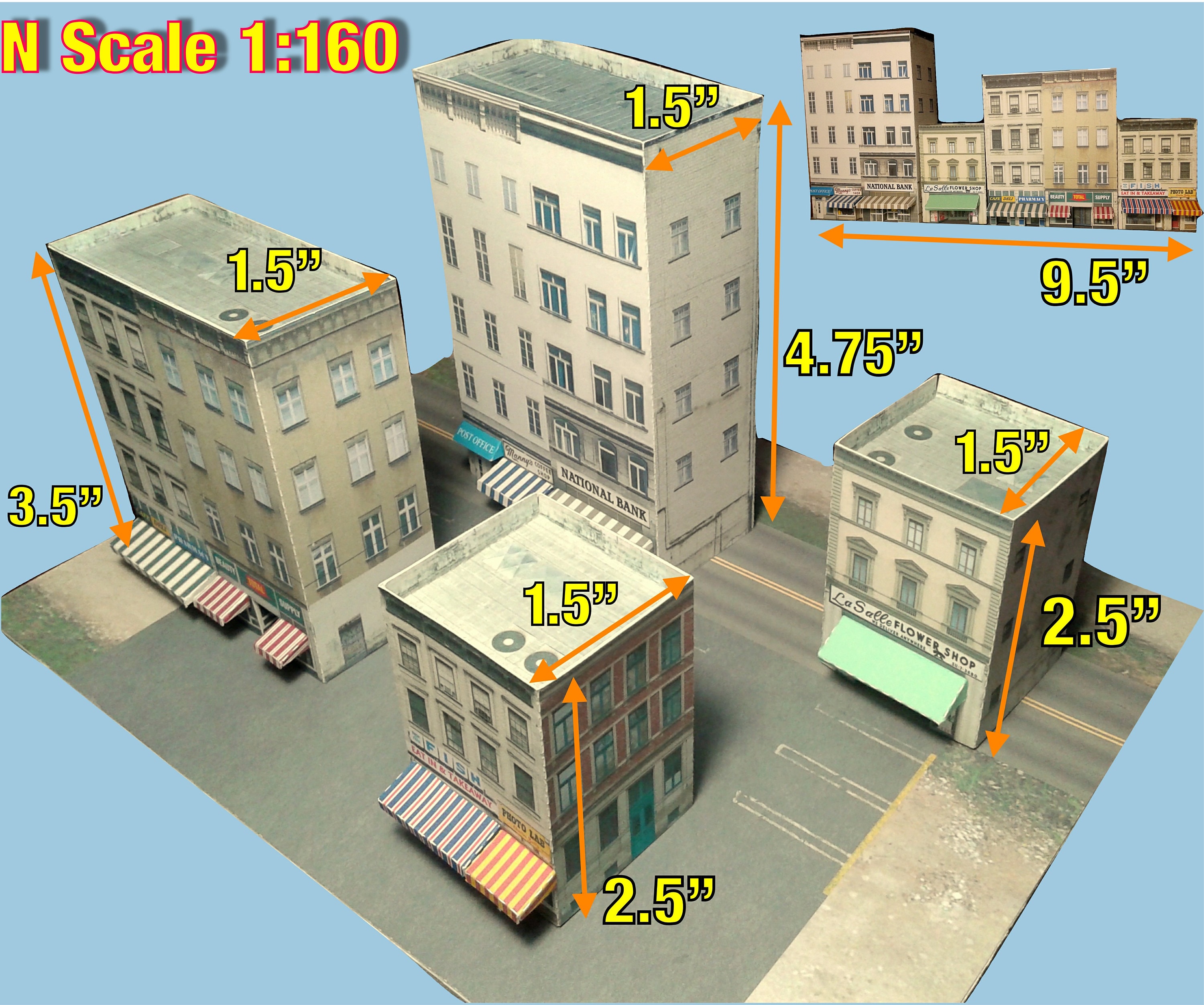 Paper Model Cardstock Buildings Downtown Apartments With Shops - Etsy