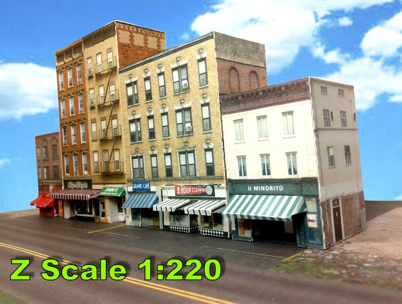 Paper Model Cardstock Building Downtown Apartments With Shops Cardstock ...