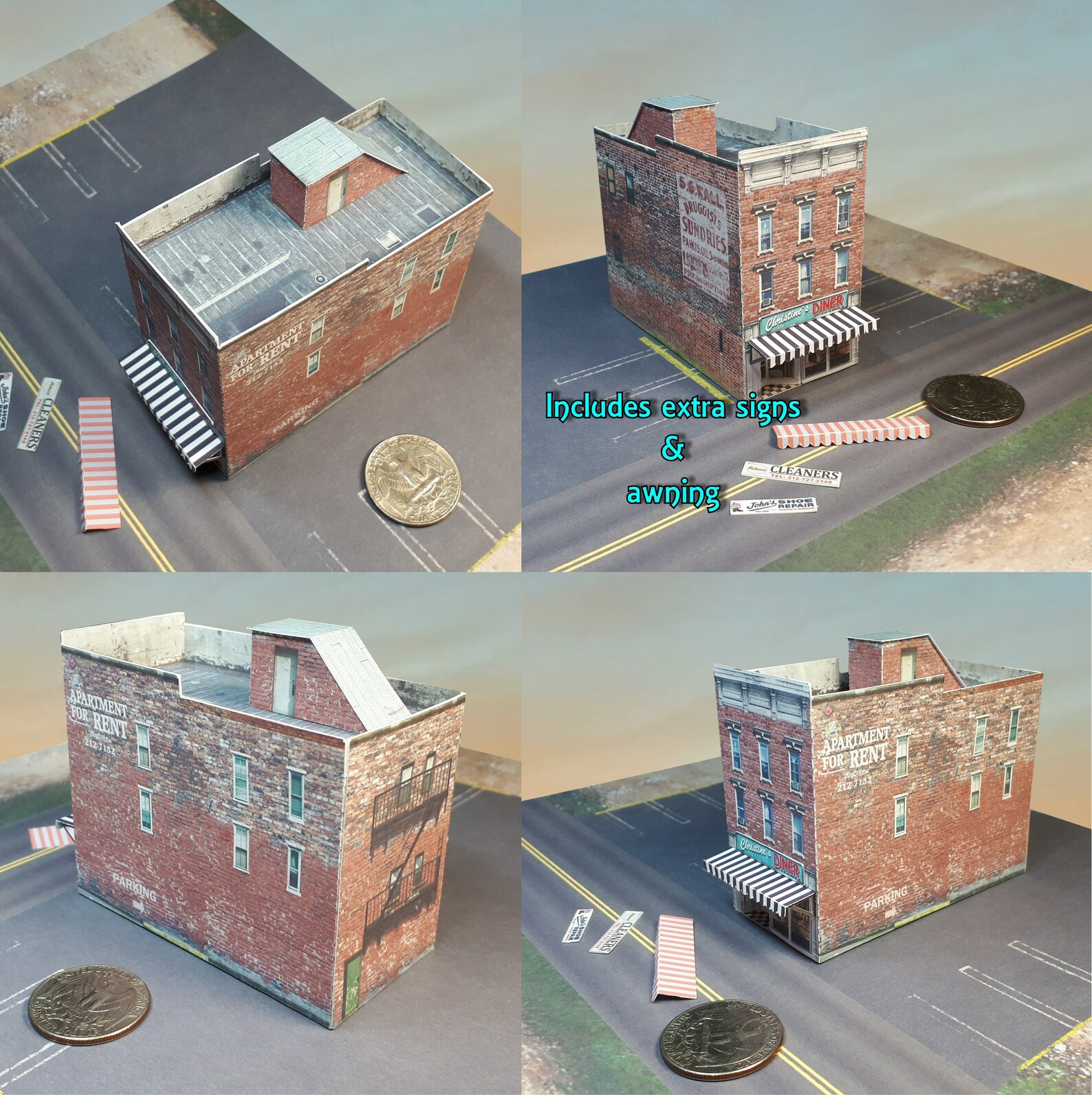 Paper Model Cardstock Model Downtown Shop & Apartments N Scale or Z ...