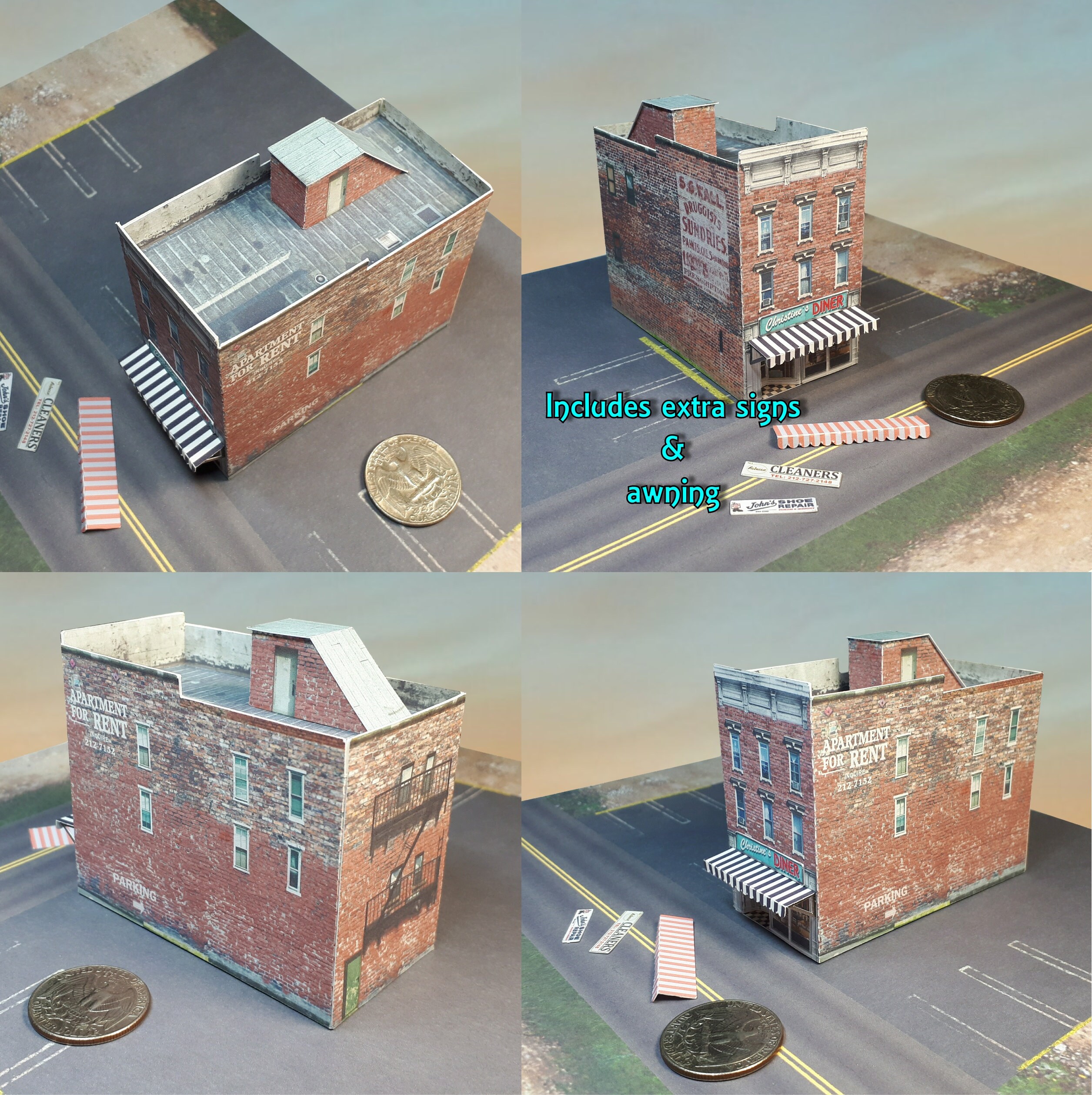 Paper Model Cardstock Model Downtown Shop & Apartments N Scale - Etsy ...