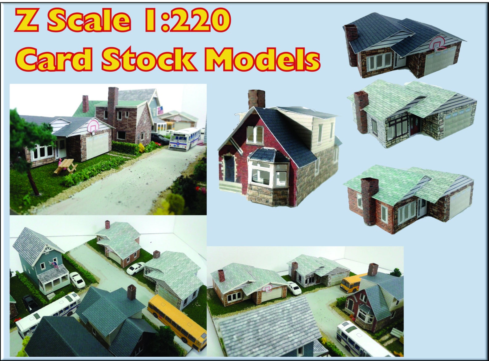 N Scale 1-160 House or Z Scale 1-220 or T Gauge 1:450 Cardstock Model ...
