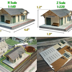 N Scale 1:160 or Z Scale 1/220 or T Gauge 1-450 Size Cardstock Pre-cut ...