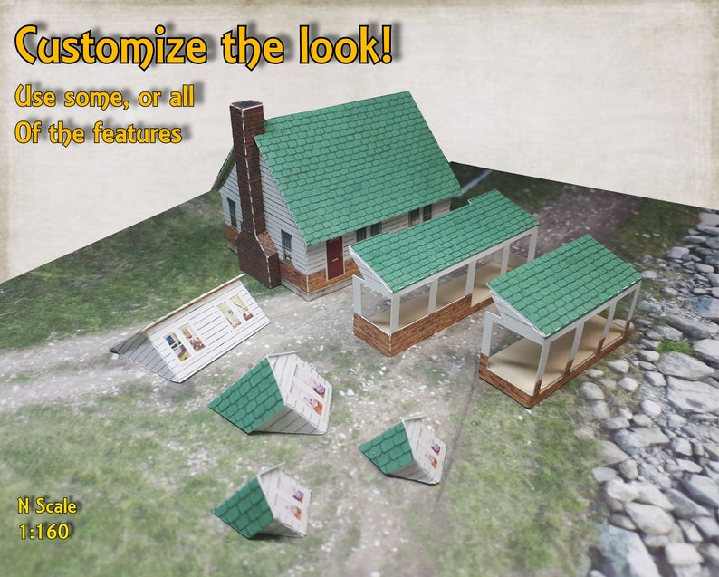 Paper House Cardstock House N Scale or Z Scale or T Gauge for Diorama ...