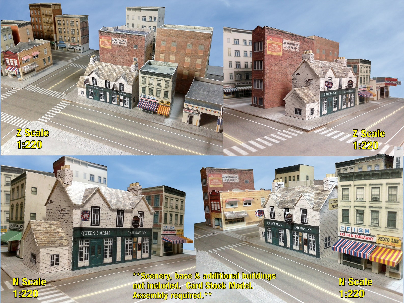 Paper Model British Pub Cardstock Kit - Paper Craft for Model Trains or ...