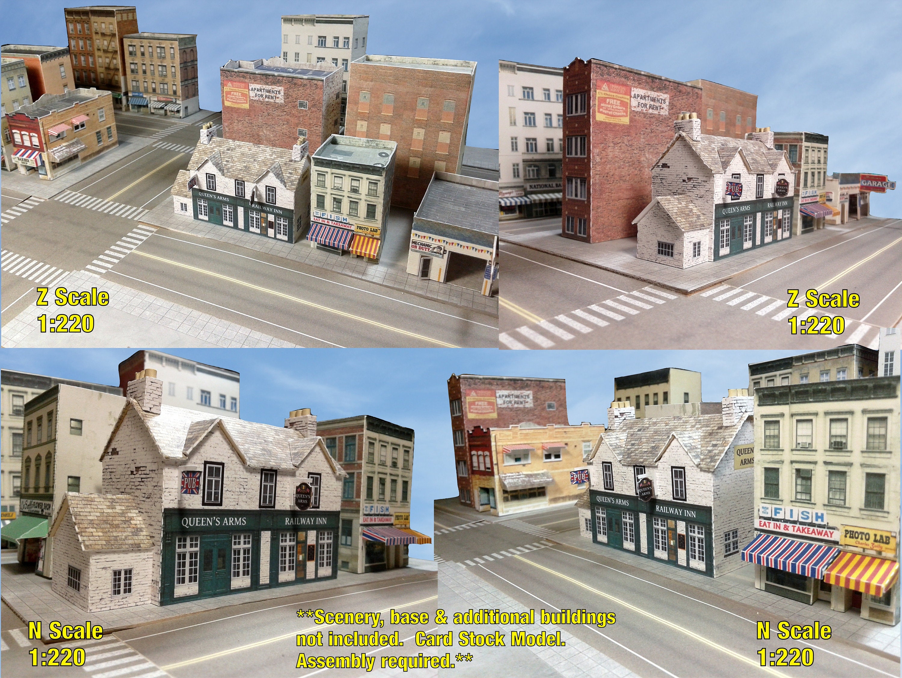 Paper Model British Pub Cardstock Kit - Paper Craft for Model Trains or ...