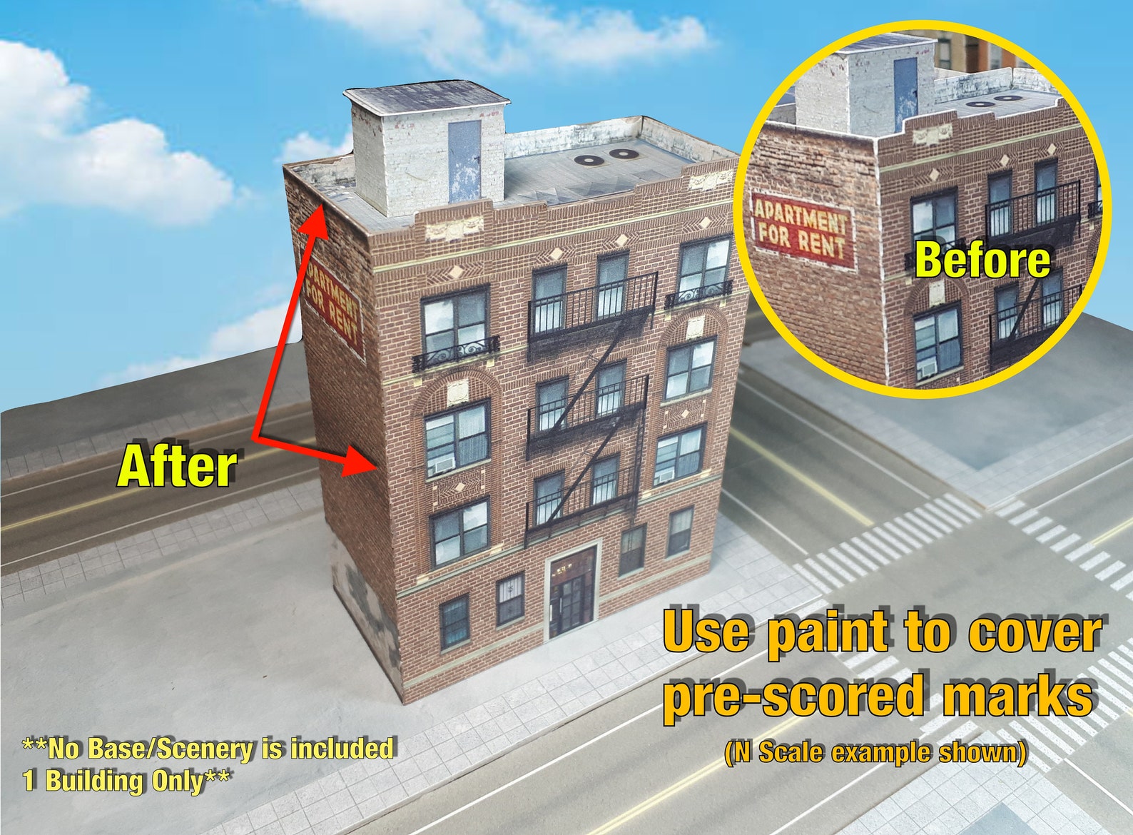 Paper Model Cardstock Building Chicago or Brooklyn Style Apartment Pre ...