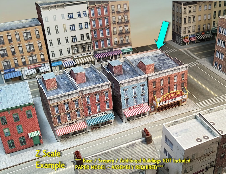 N Scale or Z Scale Model Train Building - Downtown Movie Theater - for ...