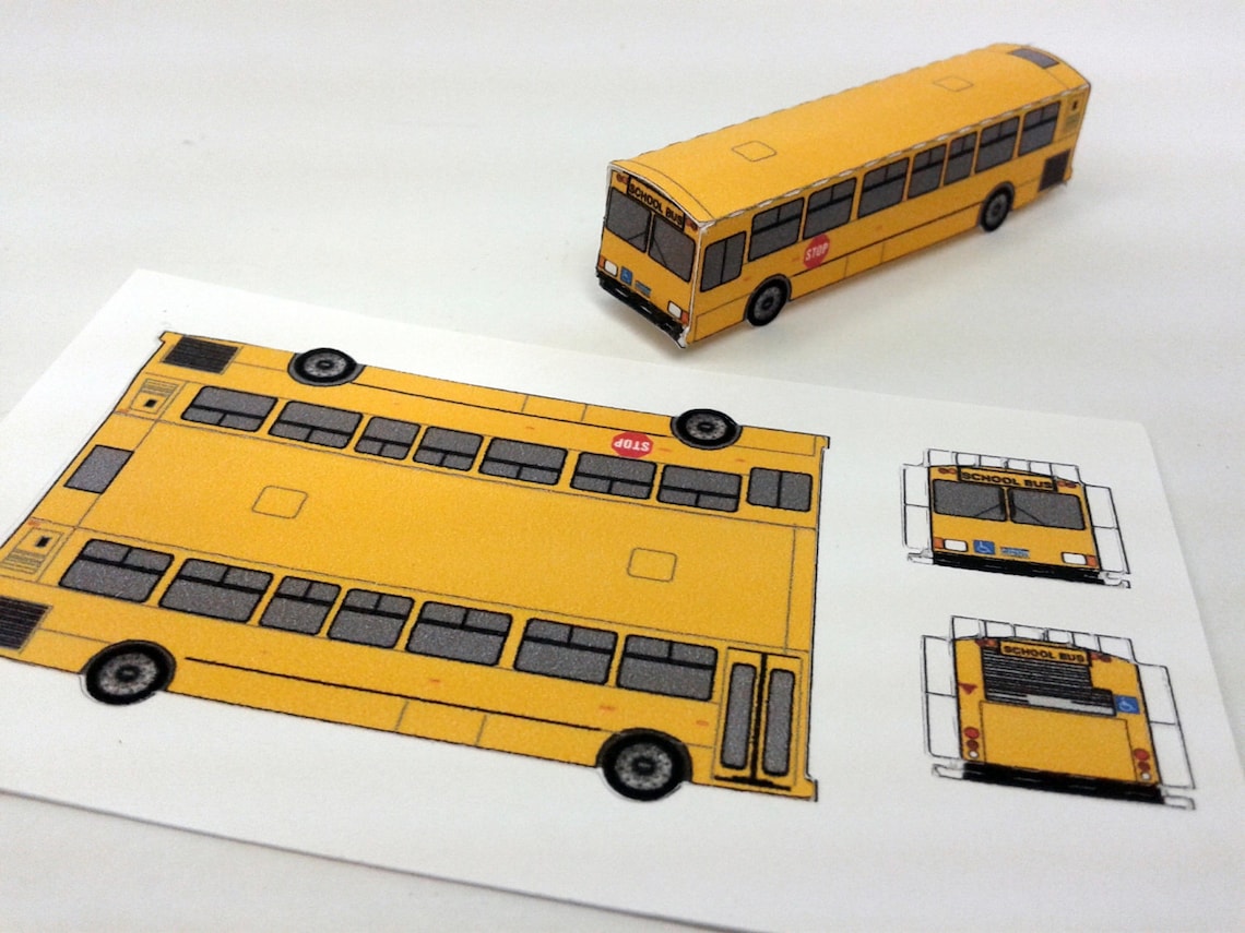 Miniature Paper Model Vehicle School Bus Cardstock Kit - Etsy Canada
