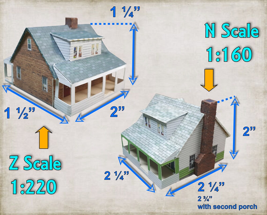 Paper House Cardstock House N Scale or Z Scale or T Gauge for Diorama ...