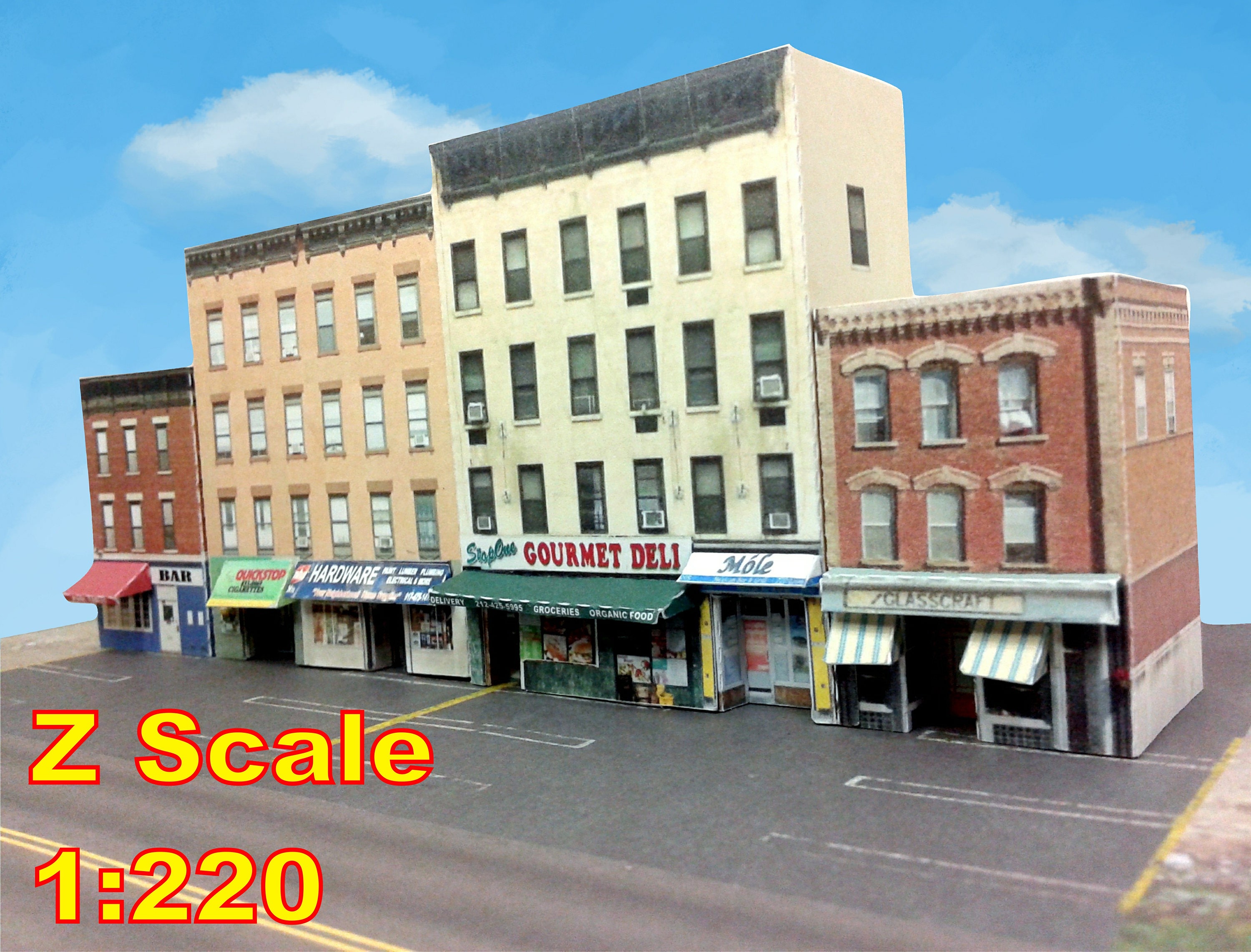 Paper Model Cardstock Buildings Downtown Apartments With Shops ...