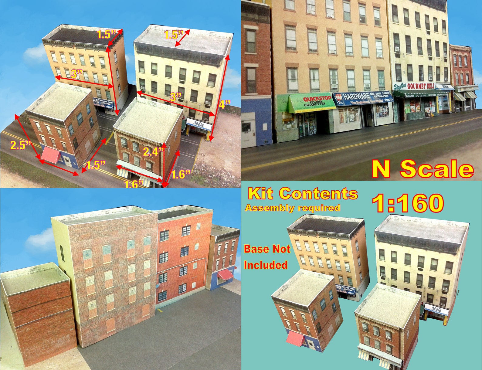 Paper Model Cardstock Buildings Downtown Apartments With Shops ...