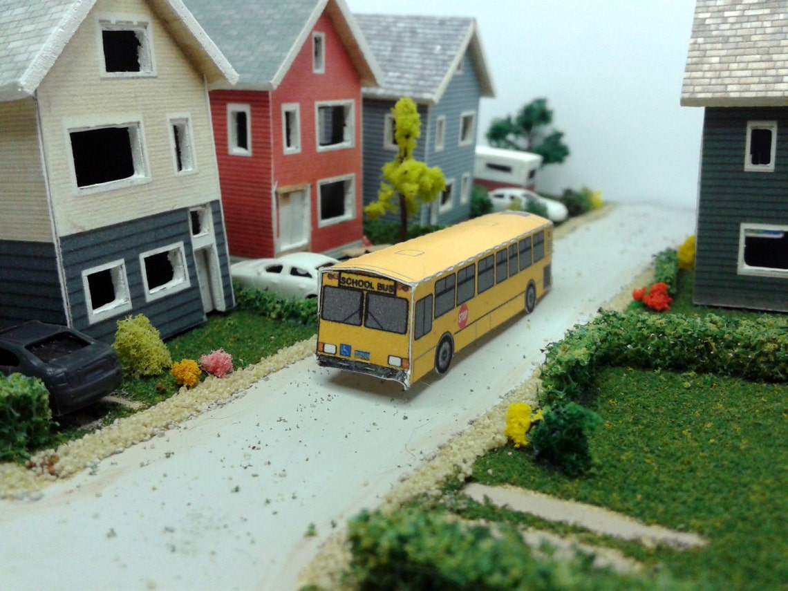 Miniature Paper Model Vehicle - School Bus - Cardstock Kit - Pre Cut ...
