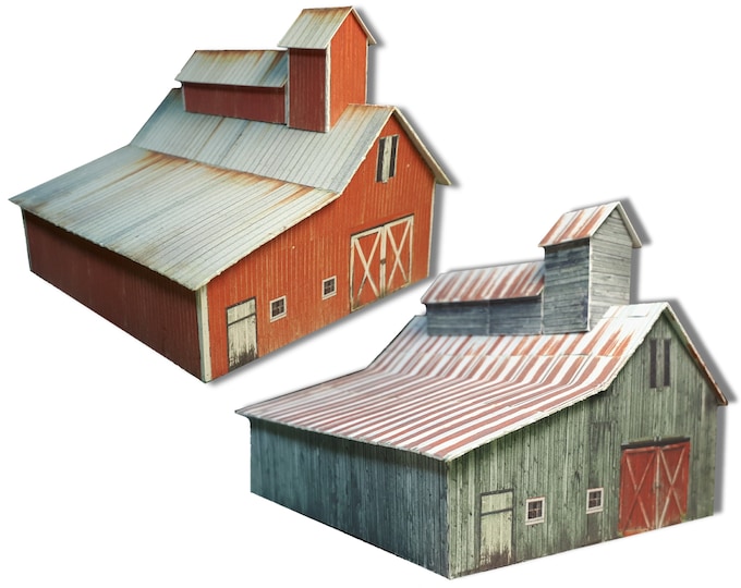 HO Scale Barn - Model Railroad Train Kit Building - Etsy
