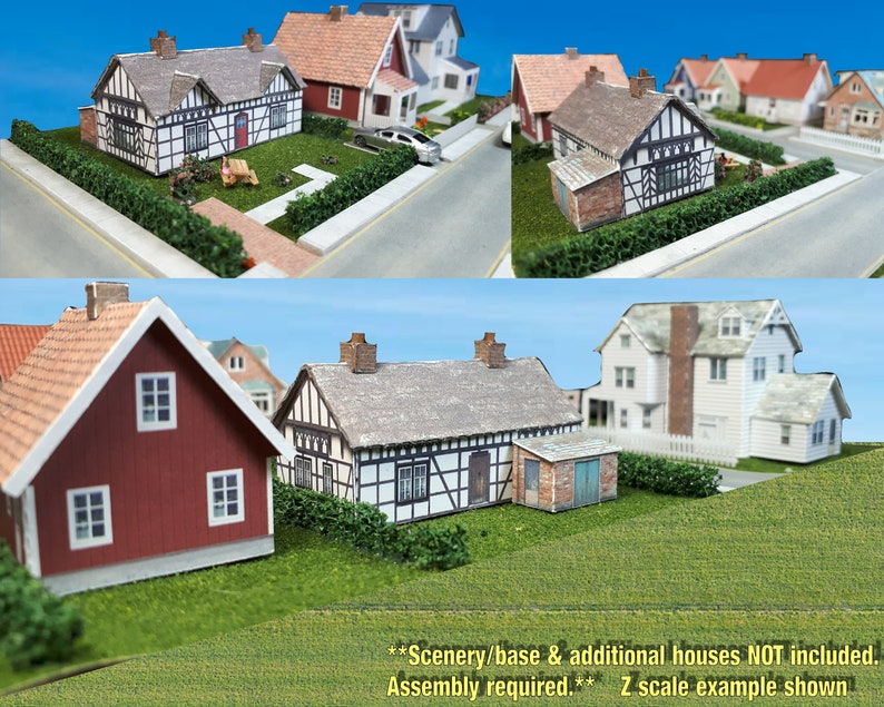 Paper House Card Stock Model House N Scale or Z Scale for Diorama or ...