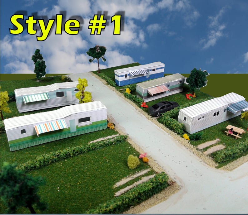 Paper Model Mobile Home Trailer Park Homes Card Stock Kits | Etsy