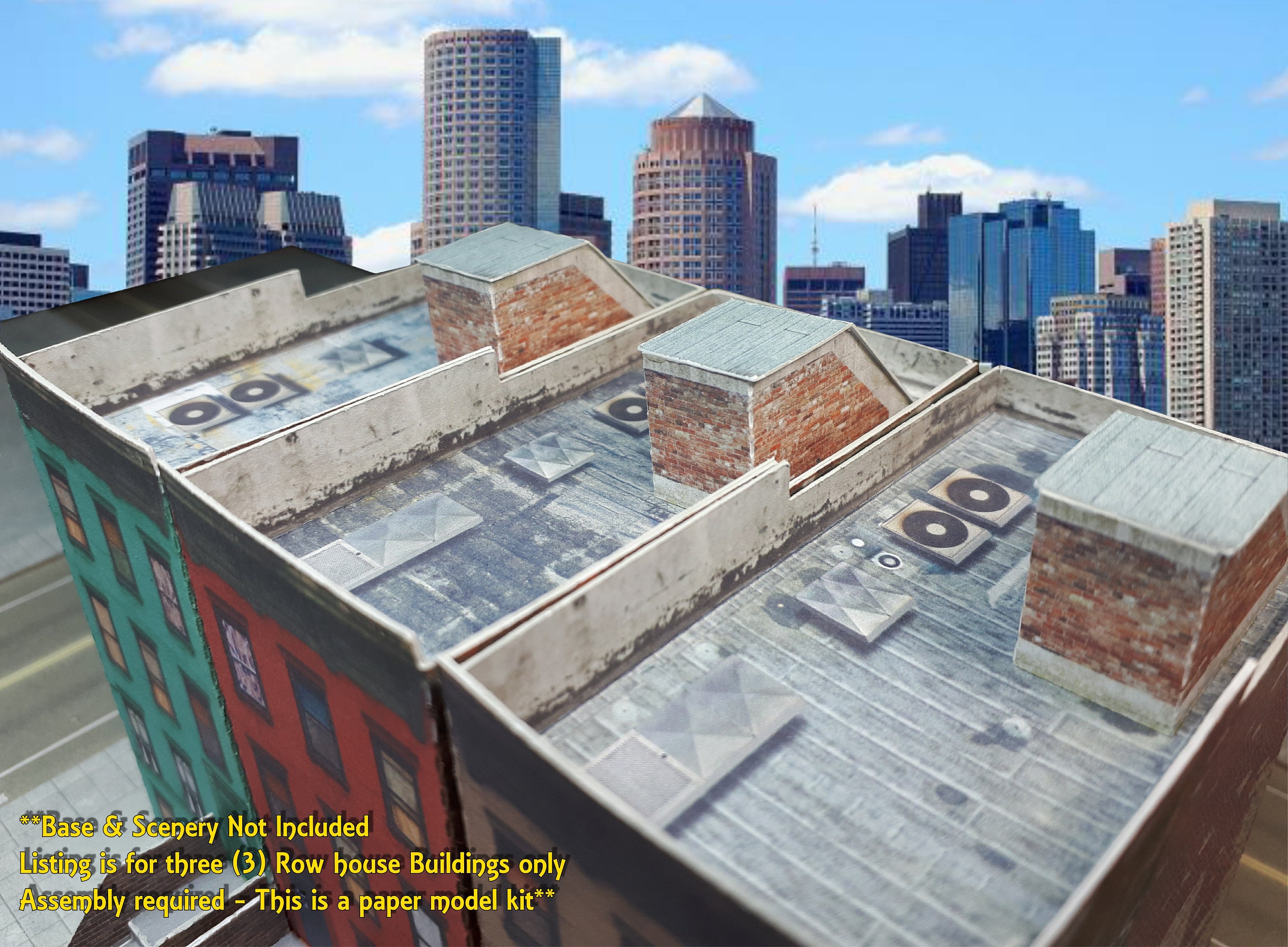 Paper Model Cardstock Row House Building Cardstock Kits N or | Etsy ...