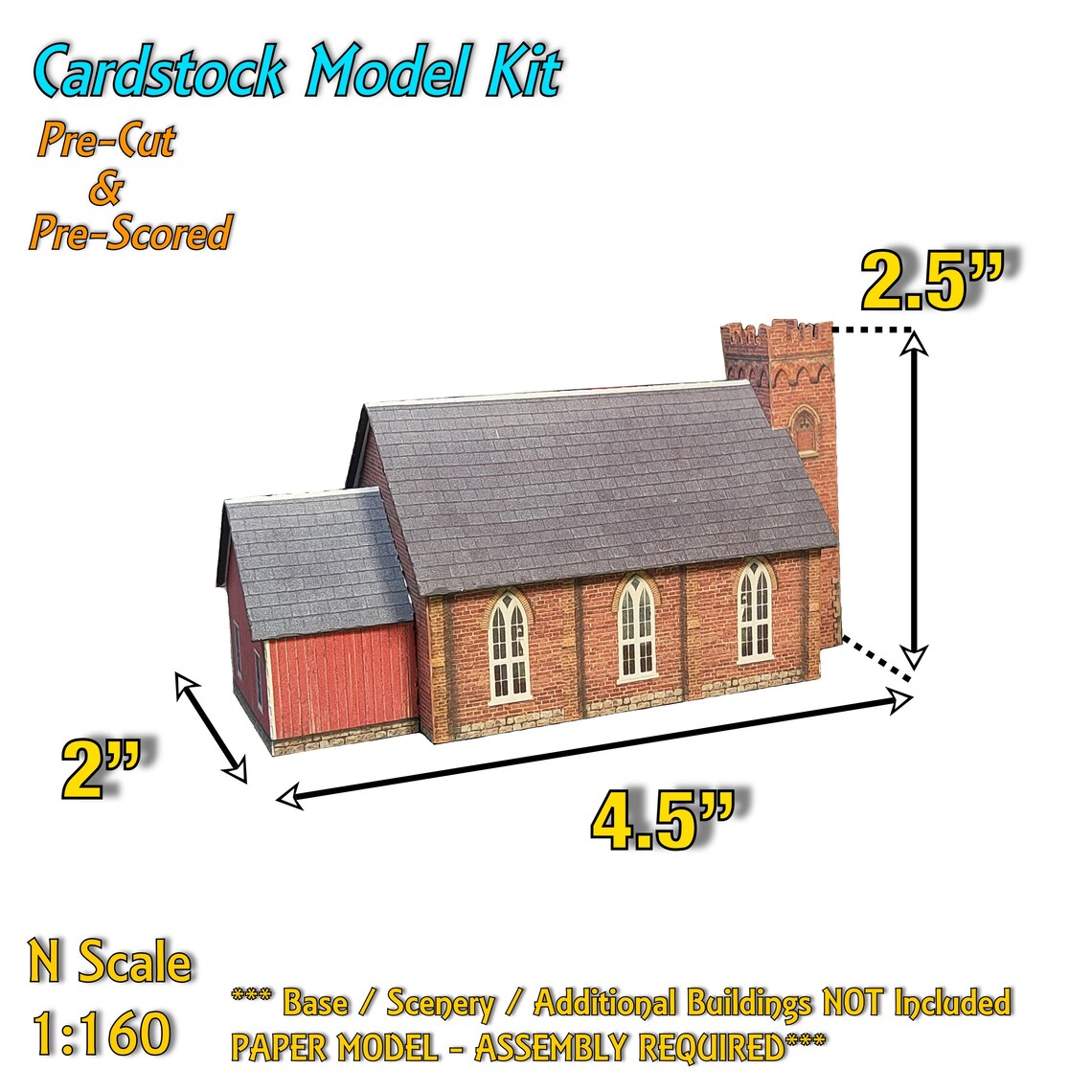 Small Country Church Paper Model Cardstock Model Building N - Etsy